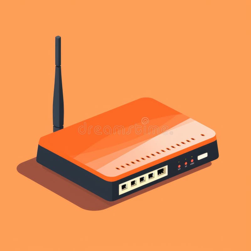 Flat Image of a Router on an Orange Background. Simple Vector Image of ...