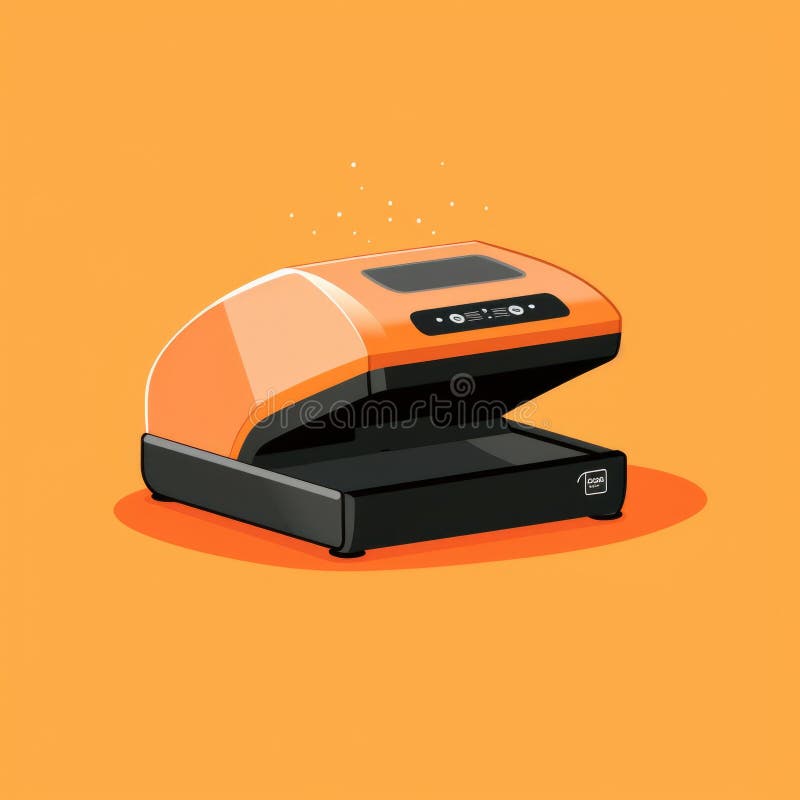 Flat Image of a Scanner on an Orange Background. Simple Vector Icon of a Scanner Stock ...