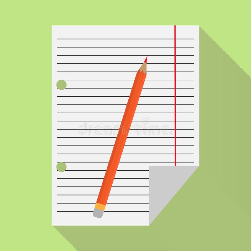 Flat Image of a Sheet of Paper in a Ruler with a Pencil, Long Sh Stock ...