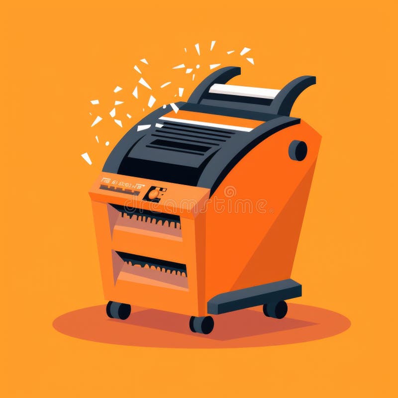 Flat Image of a Shredder on an Orange Background. Simple Vector Image ...
