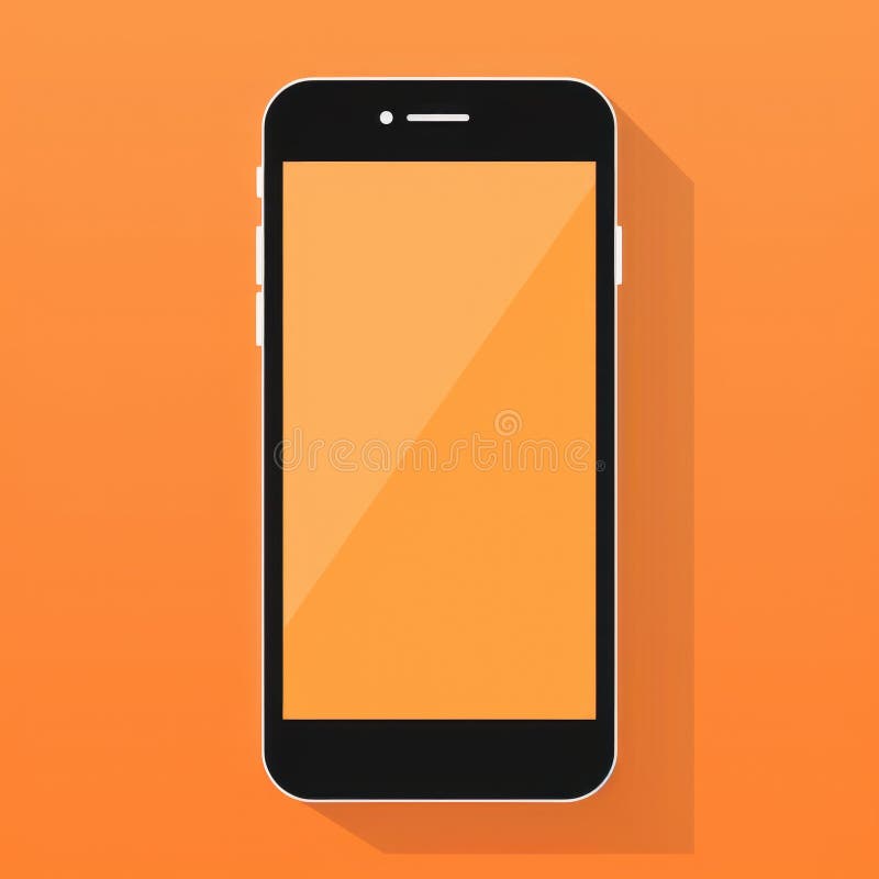 Flat Image of a Smartphone on an Orange Background. Simple Vector Icon ...
