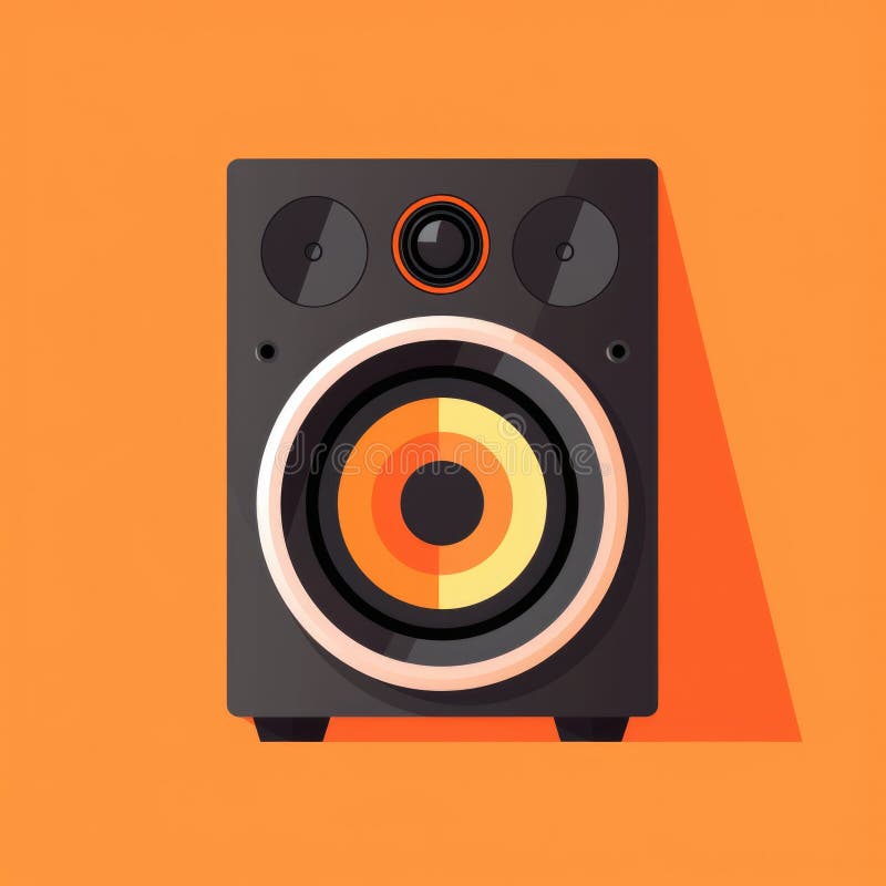 Flat Image of a Speaker System on an Orange Background. Simple Vector ...