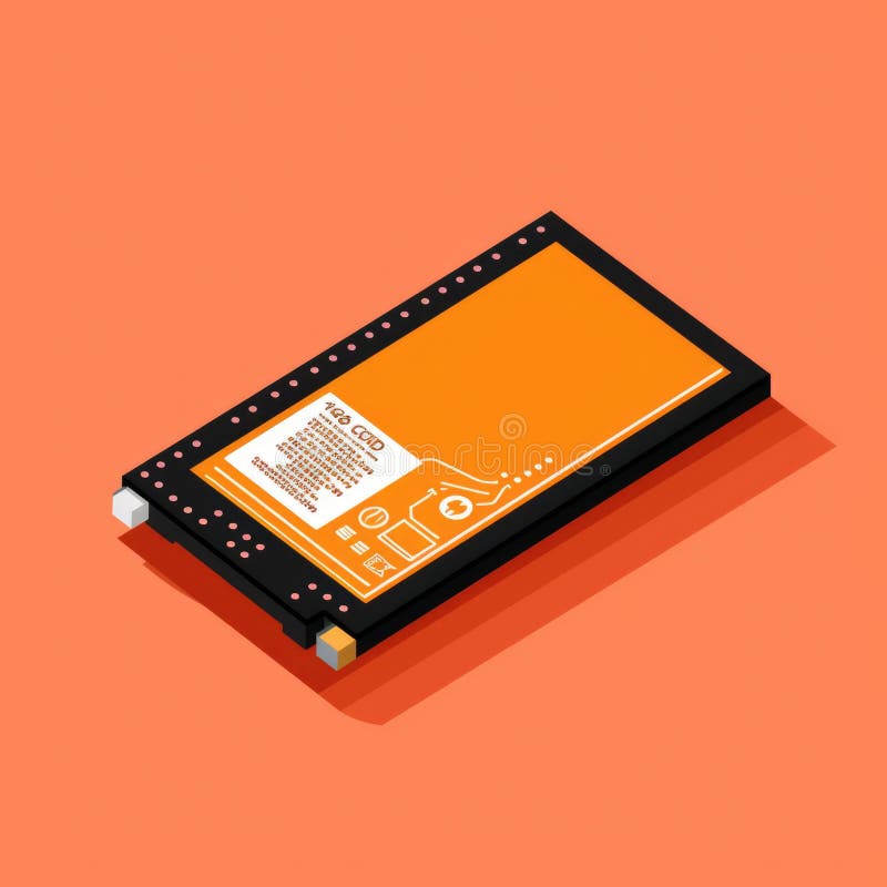 Flat Image of an SSD on an Orange Background. Simple Vector Icon of an ...
