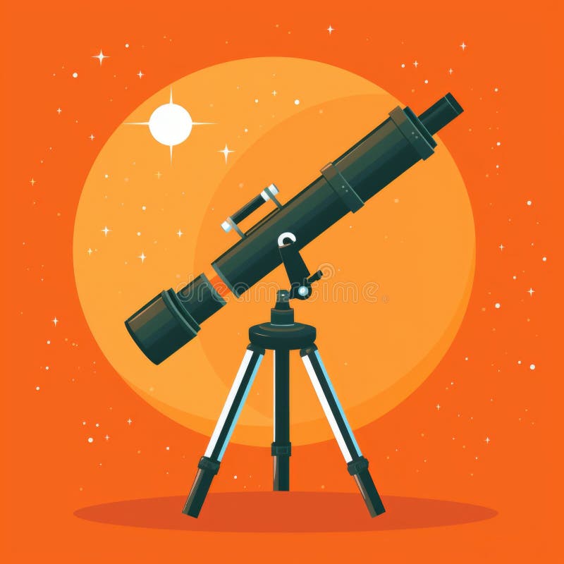 Flat Image of a Telescope on an Orange Background. Simple Vector Image ...