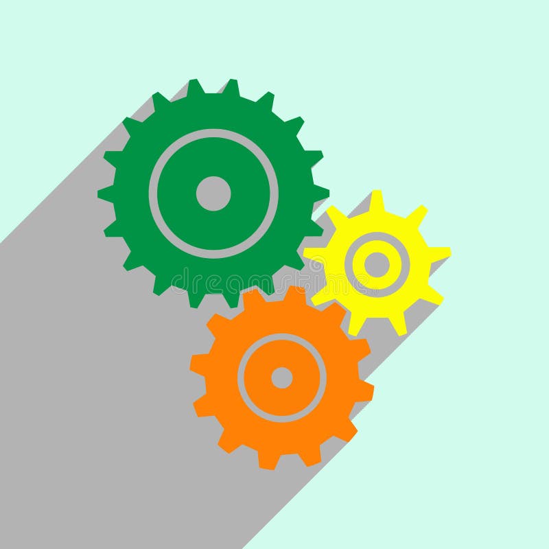 A Flat Image of Three Gears for Applications and Websites, a Lon Stock ...