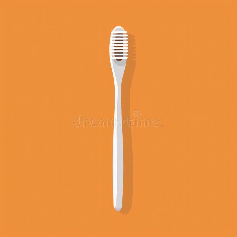 Flat Image of a Toothbrush on an Orange Background. Simple Vector Image ...