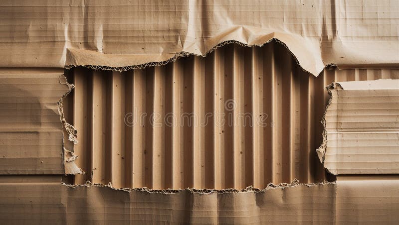 Flat Image of Torn Corrugated Cardboard Showing Inner Ridges and ...