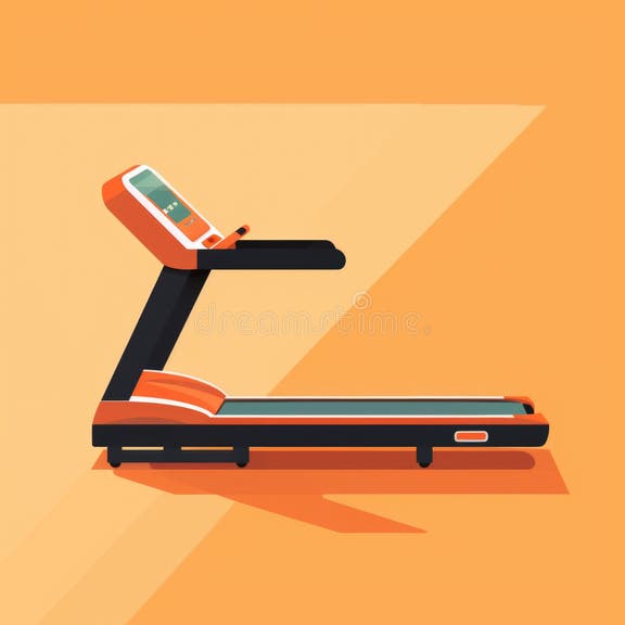 Flat Image of a Treadmill on an Orange Background. Simple Vector Image ...
