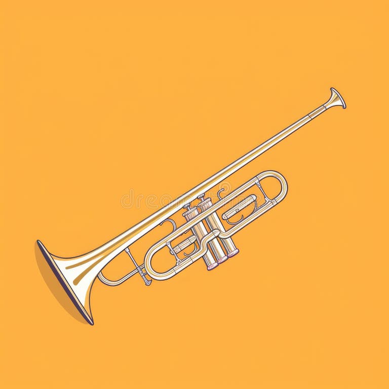 Flat Image of Trombone on Orange Background. Simple Vector Image of a ...