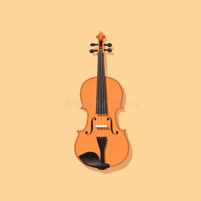Flat Image of a Violin on an Orange Background. Simple Vector Image of ...