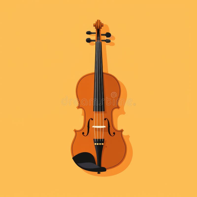 Flat Image of a Violin on an Orange Background. Simple Vector Image of ...