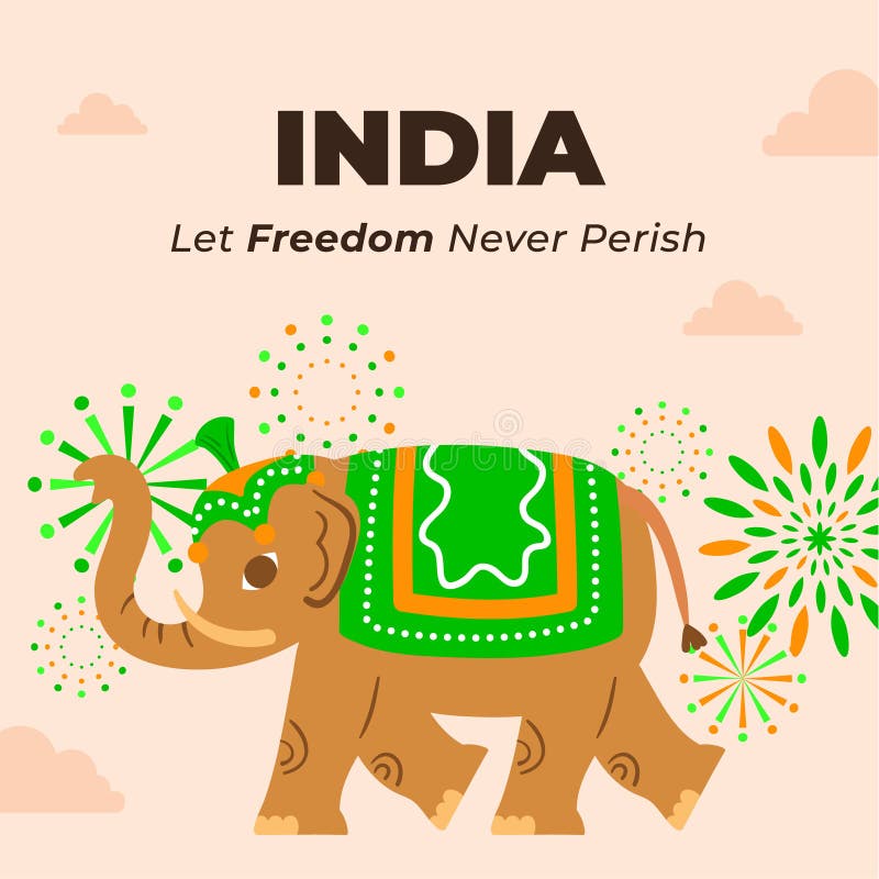 Flat India Independence Day Posts Set Vector Illustration Stock Vector ...