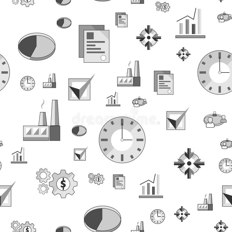 Flat Industrial Business Vector Icons Seamless Pattern Stock Vector ...