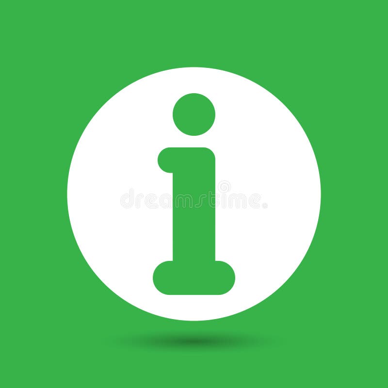 Flat Info Icon on Green Background Stock Vector - Illustration of green ...