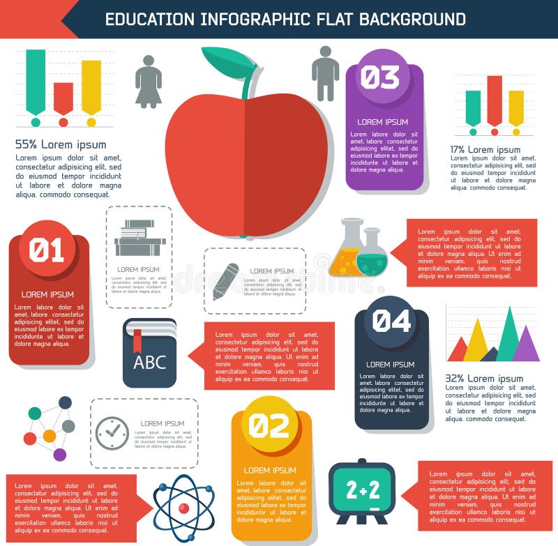 Flat Infographic Education Background. Stock Vector - Illustration of ...