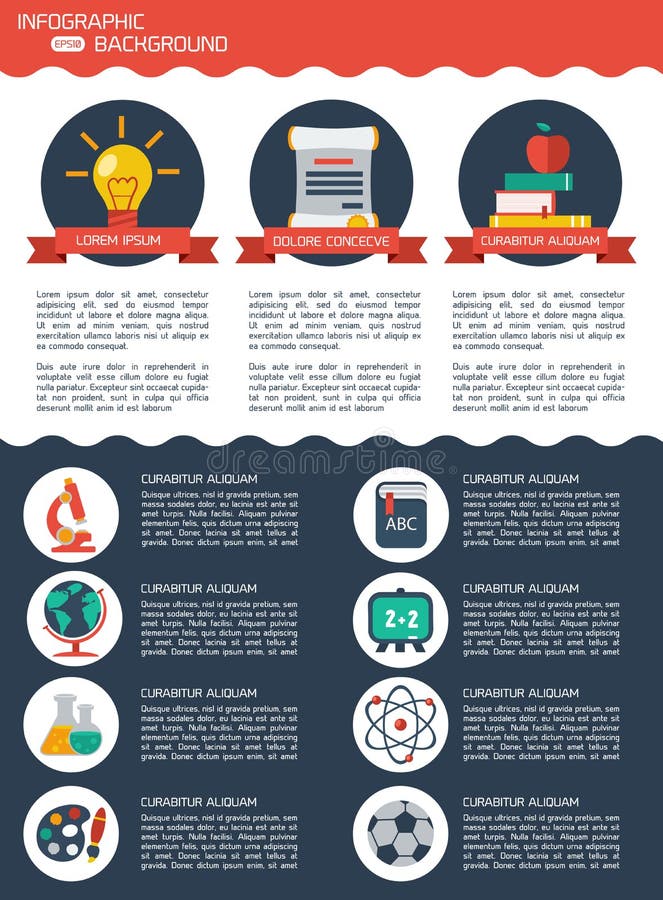 Flat Education Infographic Background Stock Vector - Illustration of ...