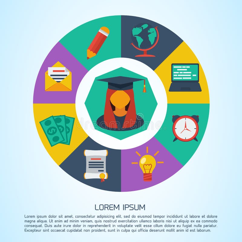 Flat Infographic Education Background. Stock Vector - Illustration of ...