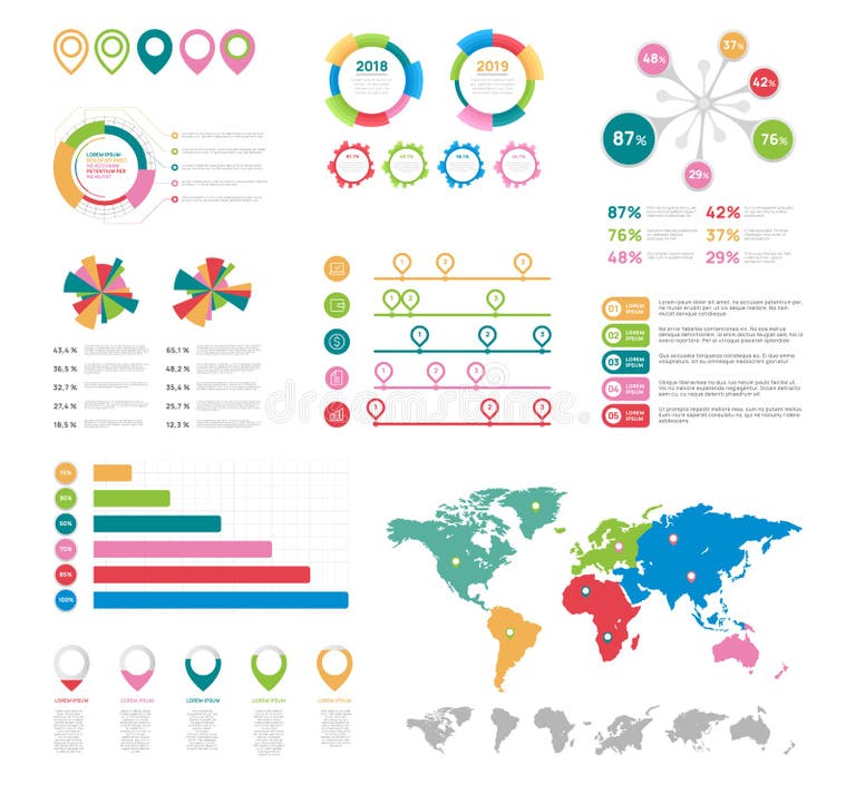 Flat Infographic Elements. Presentation Chart Elements Vector Set Stock ...