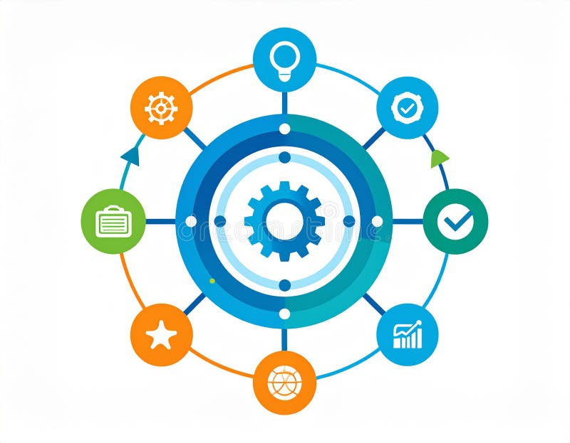 Circular Flow Chart with Arrows Pointing between Icons Illustration ...