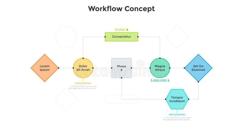 Flat Connection Timeline Infographic Design Template with Color Icons ...