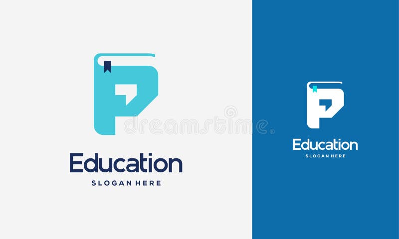 Flat Initial P Book Logo Design Concept Vector Illustration, Education ...