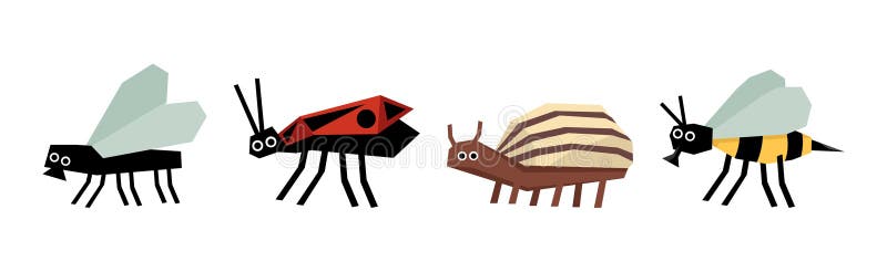 Flat Insect and Cute Garden Crawling Animal Vector Set Stock Vector ...