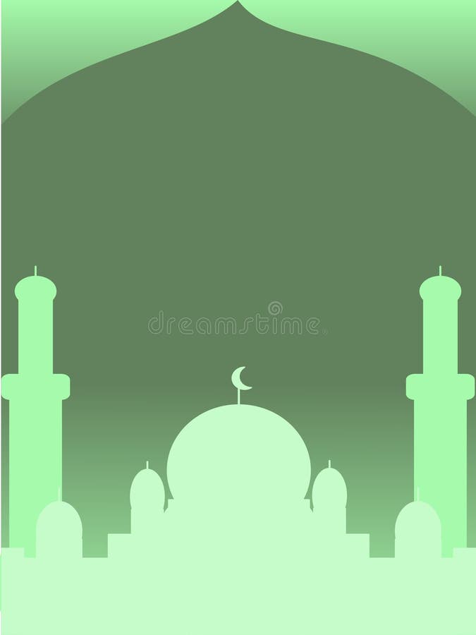 Flat Islamic Mosque Background, Green Gradient Silhouette Stock Vector ...