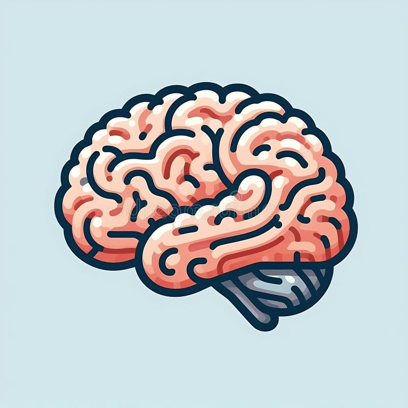 Isolated Brain Illustration – Flat Style Isolated on White Background ...