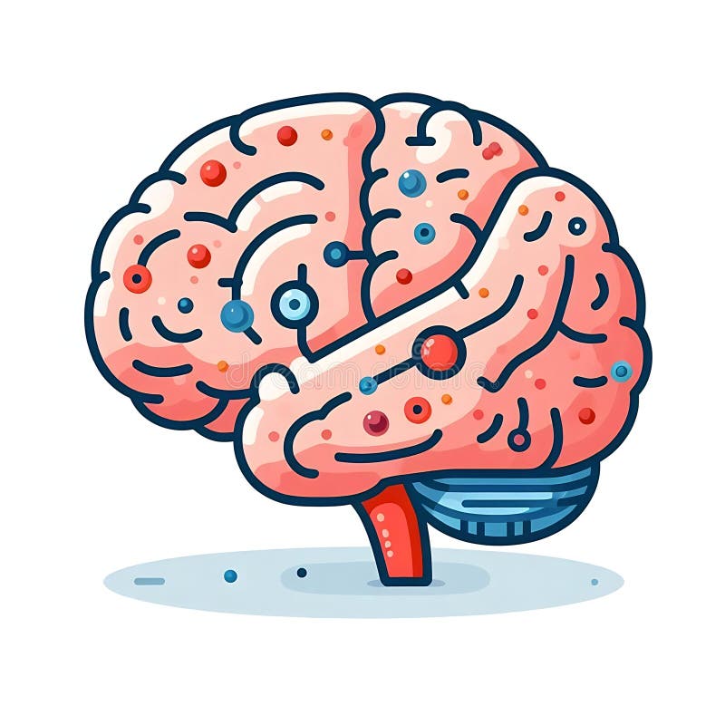 Isolated Brain Illustration – Flat Style Isolated on White Background ...