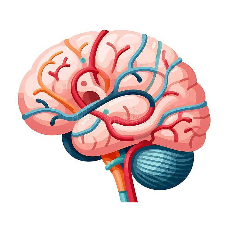 Isolated Brain Illustration – Flat Style Isolated on White Background ...