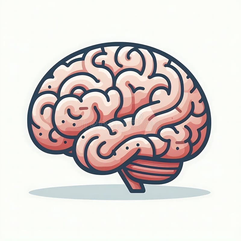 Isolated Brain Illustration – Flat Style Isolated on White Background ...