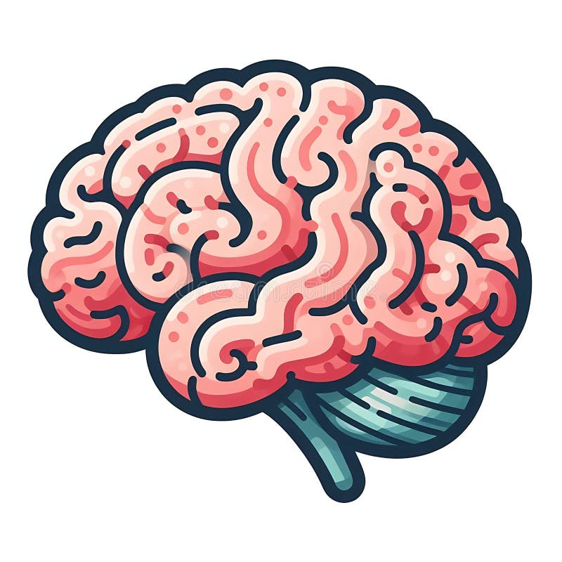 Isolated Brain Illustration – Flat Style Isolated on White Background ...
