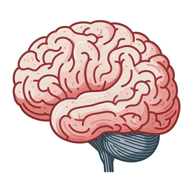 Isolated Brain Illustration – Flat Style Isolated on White Background ...