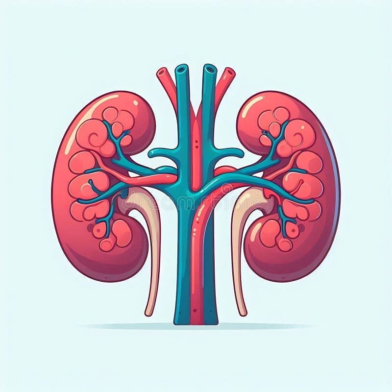 Cartoon Kidneys Illustration Healthy Renal System Anatomy Graphic Stock ...