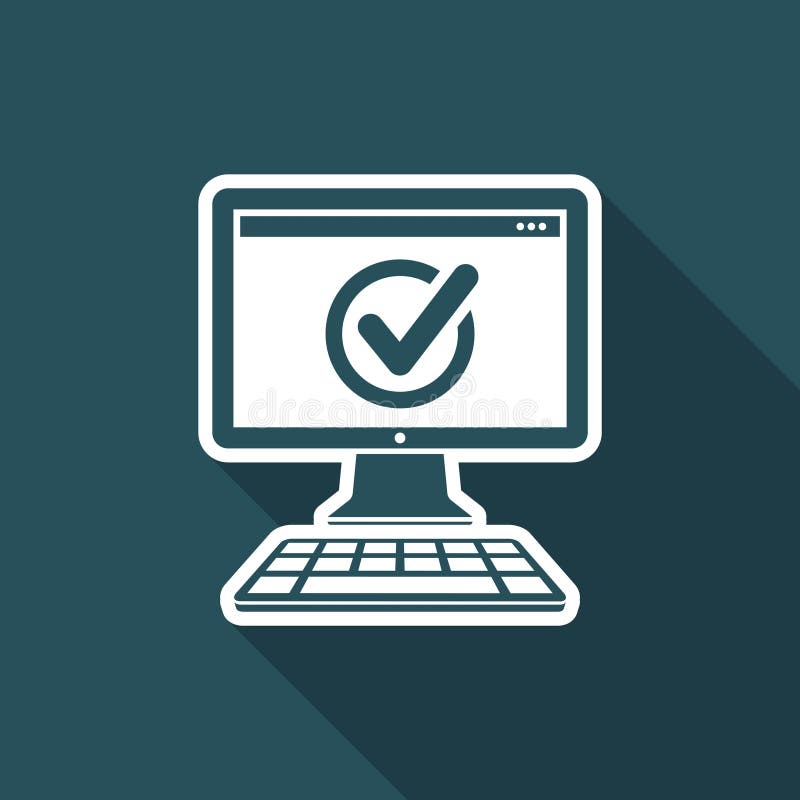 Check Computer - Flat Minimal Icon Stock Vector - Illustration of ...