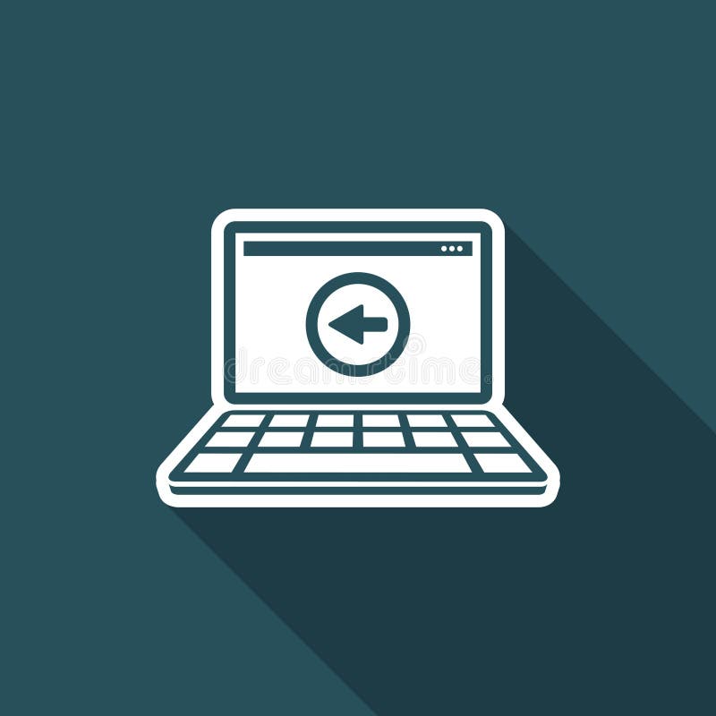 Computer and Back Symbol - Vector Flat Minimal Icon Stock Vector ...