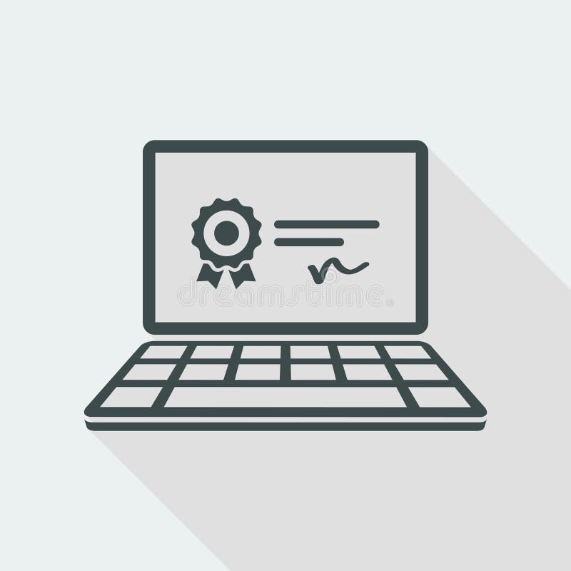 Computer Web Certificate - Vector Flat Icon Stock Vector - Illustration ...