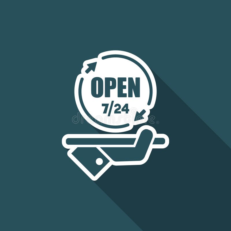 Full Time Open - Services 7/24 - Vector Web Icon Stock Vector ...
