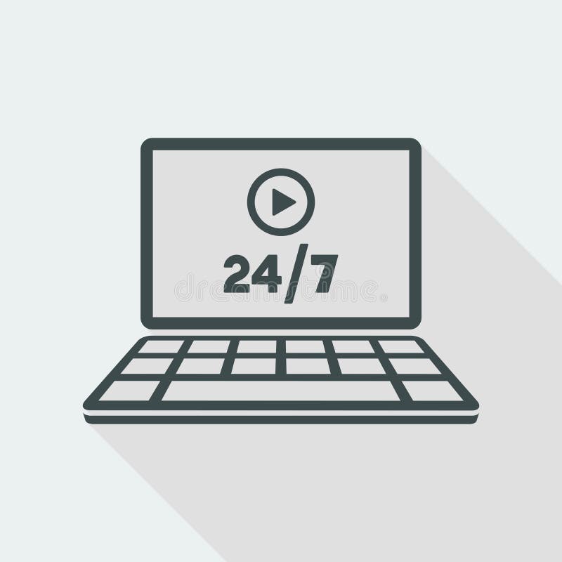 Multimedia Service Online 24/7 - Vector Flat Icon Stock Vector ...