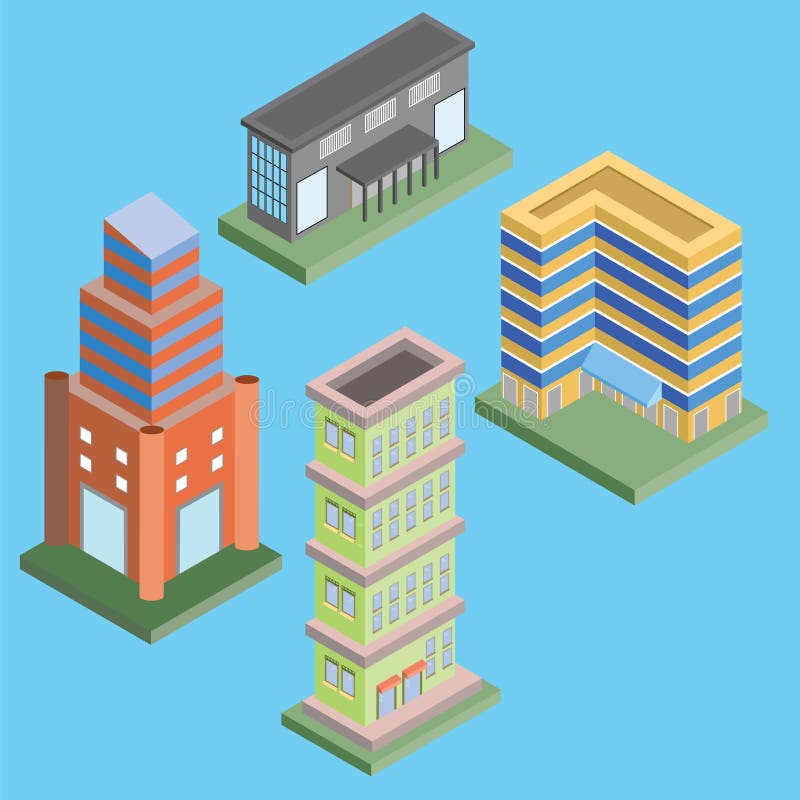Flat Isometric Apartment Building Design Stock Illustration ...