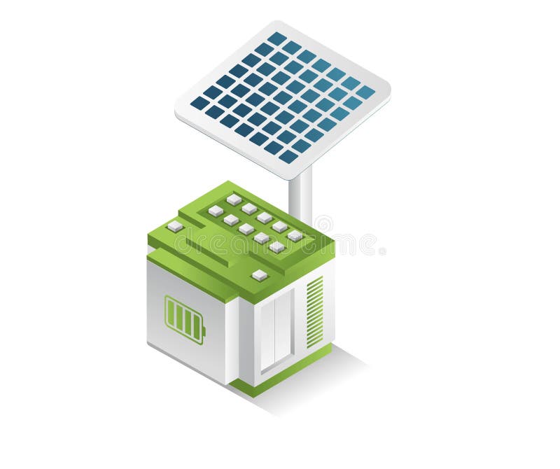 Concept 3d Illustration Solar Panel with Battery Stock Illustration ...