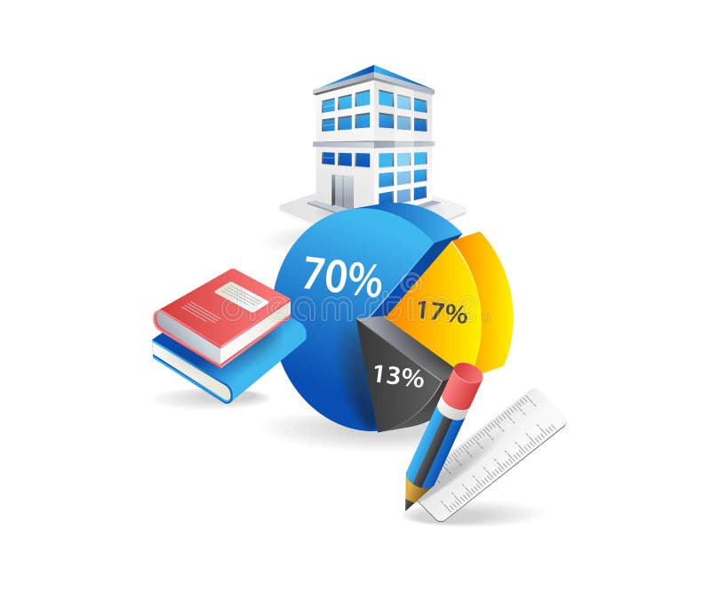 Isometric 3d Concept Illustration of School Fee Calculation Stock ...
