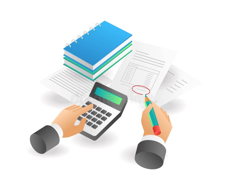 Flat Isometric 3d Flat Illustration Calculating Monthly Total Expenses ...