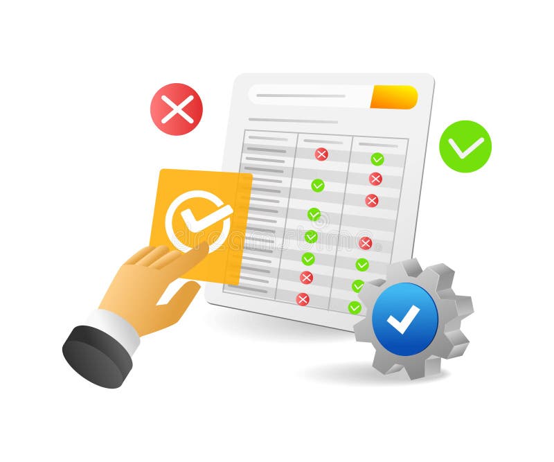 Flat Isometric 3d Illustration Check Mark Filling Form Stock ...