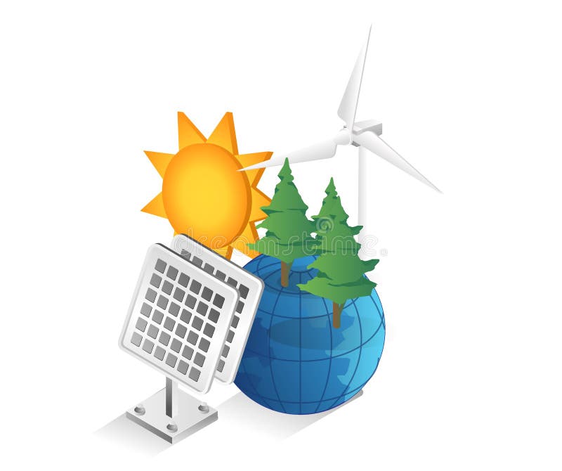 3d Illustration Concept Eco Green Solar Panel Minimalism Stock ...