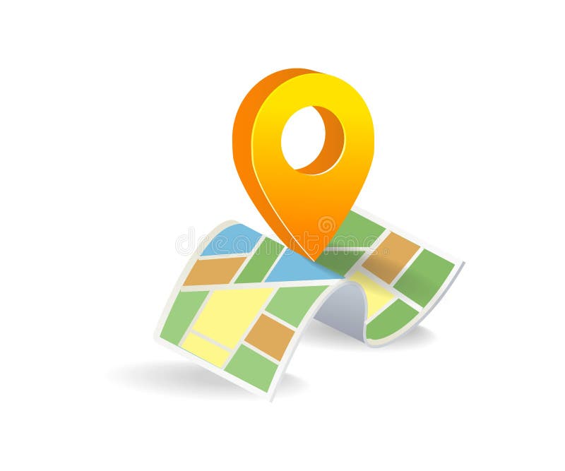 Flat Isometric 3d Illustration Concept Map and Location Symbol Stock ...