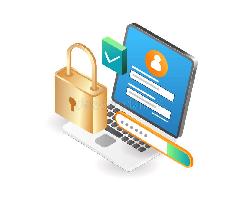 Flat Isometric 3d Flat Illustration Personal Account Security Warning ...