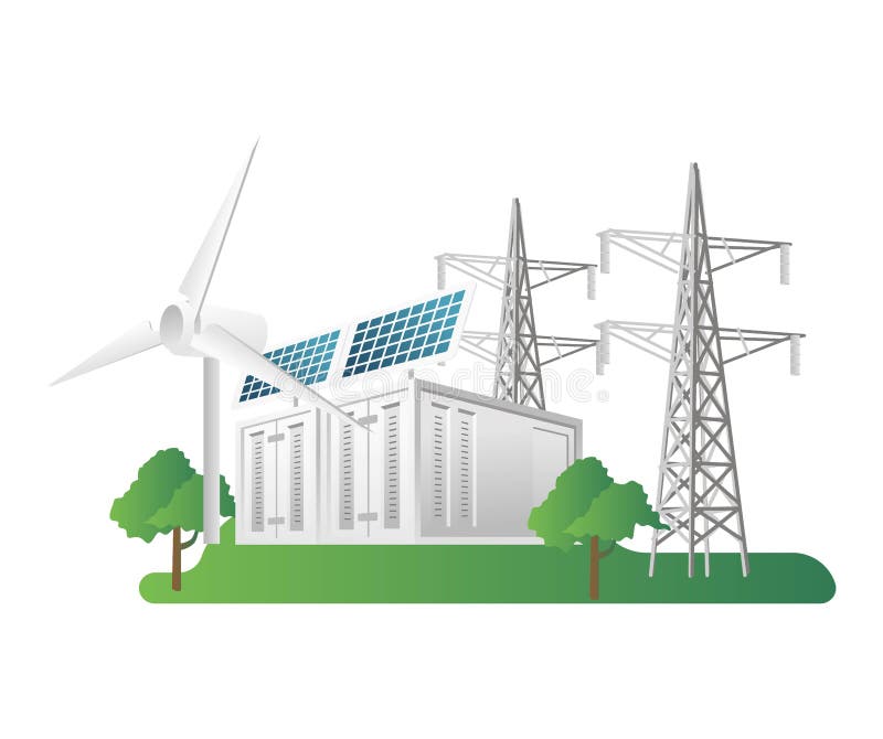 3d Illustration Concept of Solar Energy Storage Stock Illustration ...