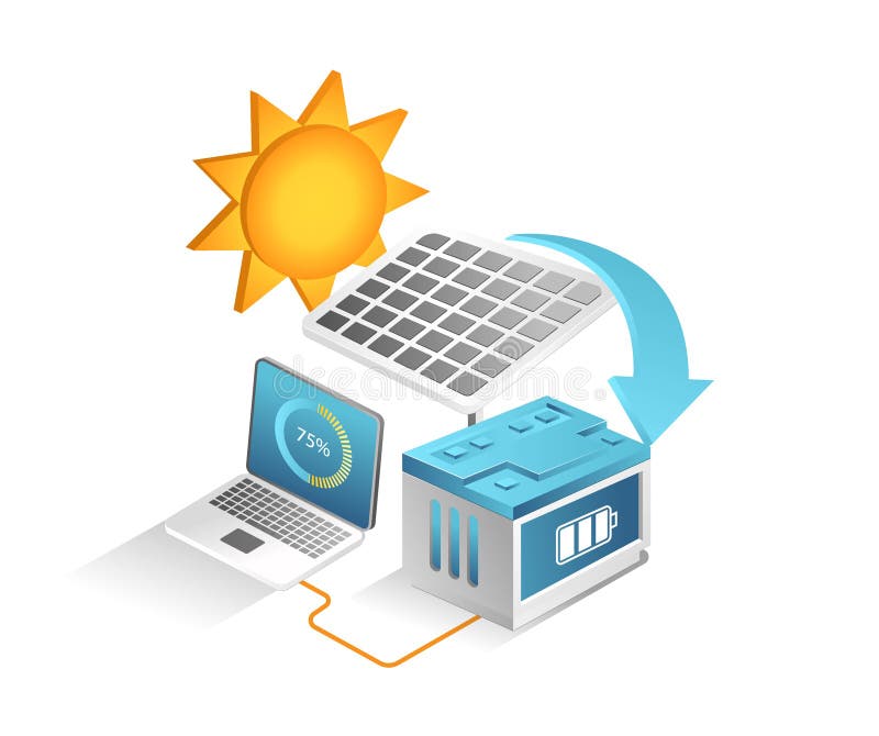 3d Illustration Concept of Solar Panel Maintenance with Computer Stock ...
