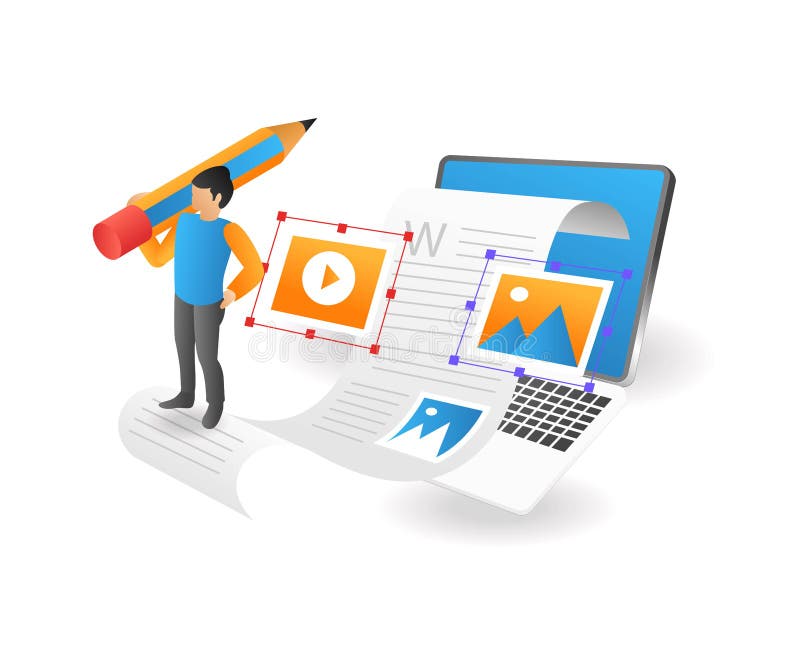 3d Illustration Creative Man Set Blogger Article Pictures Stock ...